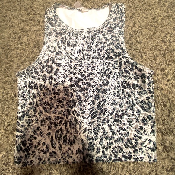 Tops | Black Grey Leopard Print Cropped Tank | Poshmark